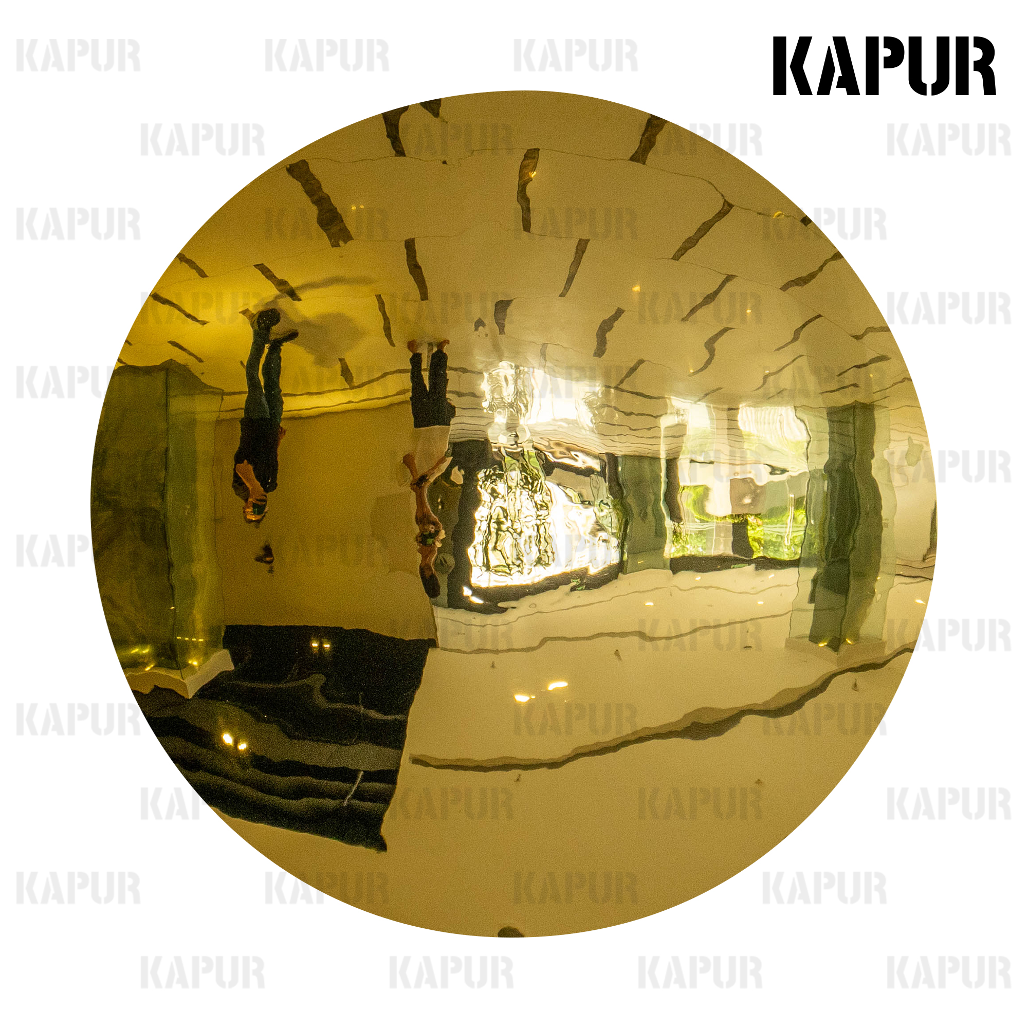 200mm Kapoor Modern Art Gold Stainless Steel Mirror Recessed Wall Decor