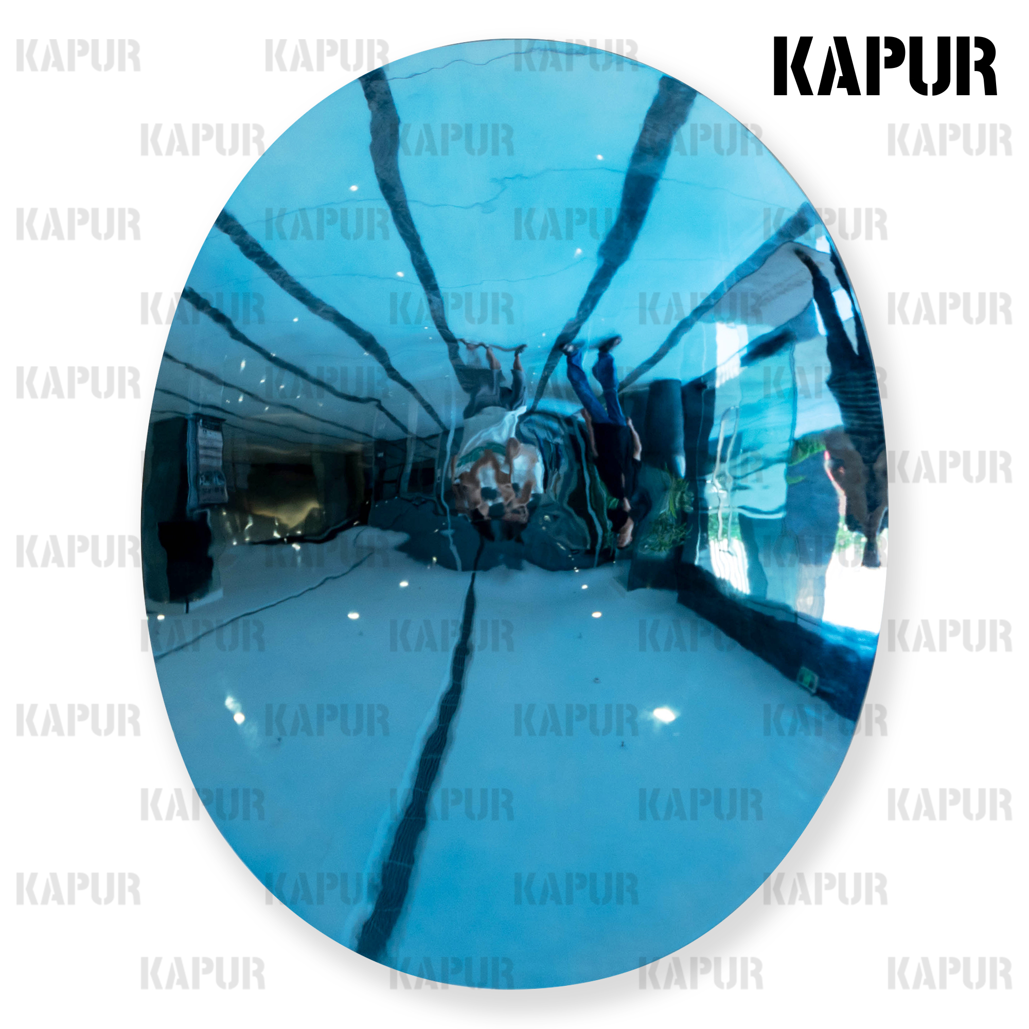 200mm Modern Art Sculpture Blue Stainless Steel Mirror Oval Concave ...