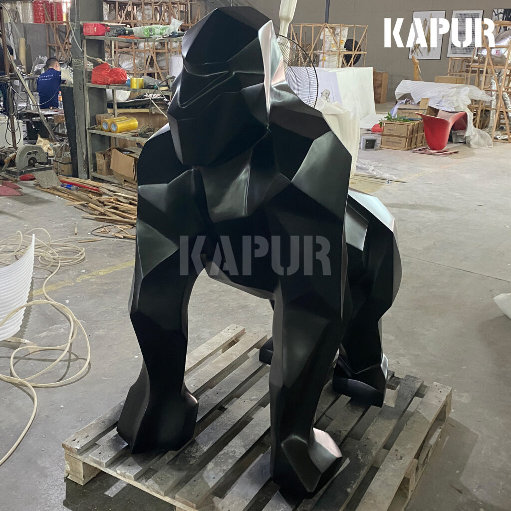 Black Gorilla Resin Origami Statue Decoration - Sculpture-Art