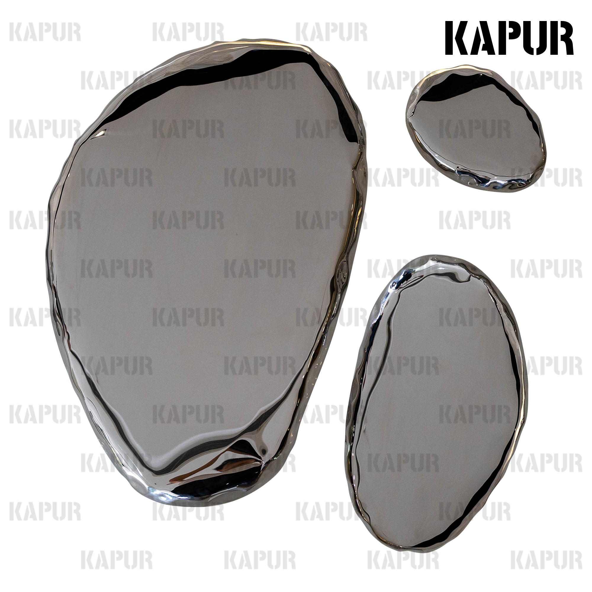 Stainless Steel Stone Sculpture Wall Decoration Pebbles - Sculpture-Art